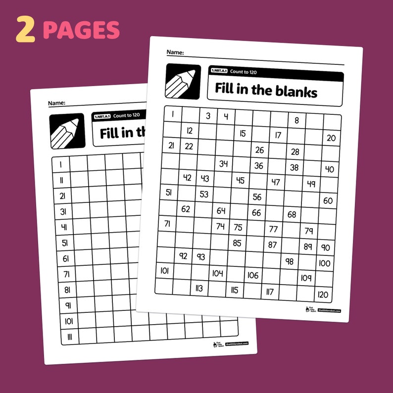 Count to 120 Worksheets 1st Grade Place Value Math, Numbers & Counting ...