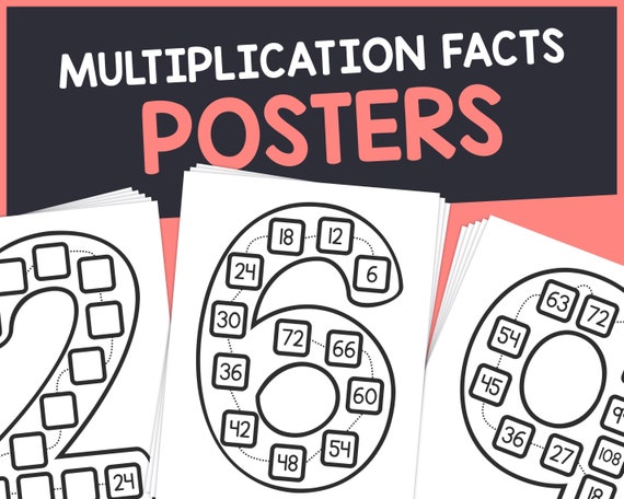 Multiplication Facts Posters / 1-12 Multiplication Facts - Etsy