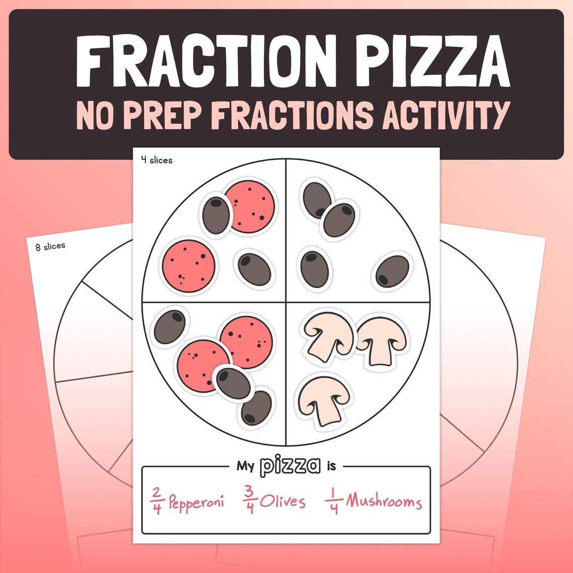 Fraction Pizza Craft | Beginner Fractions Activity, Cut and Paste ...