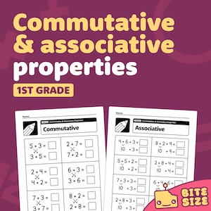 1st Grade Commutative Property & Associative Properties Worksheets | 1 ...