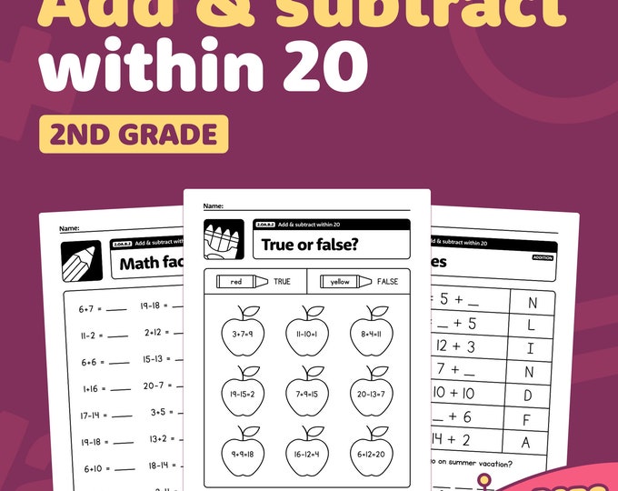 1st Grade Math Color by Code: Circus Edition Addition Subtraction ...