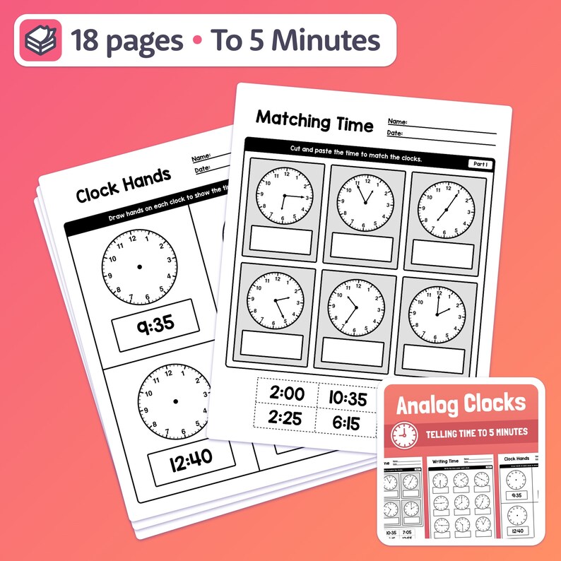 No Prep Analog Clocks Bundle | 1st, 3rd, 2nd Grade Telling Time ...