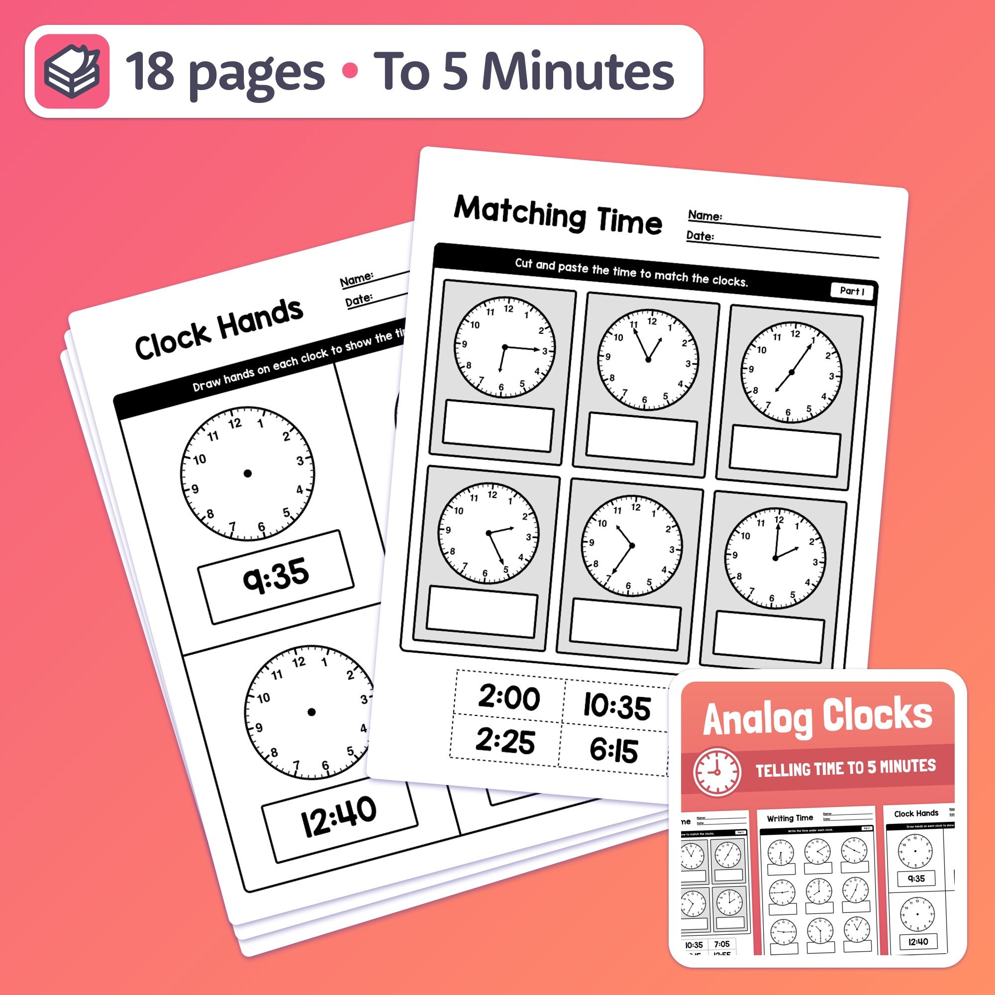 No Prep Analog Clocks Bundle | 1st, 3rd, 2nd Grade Telling Time ...