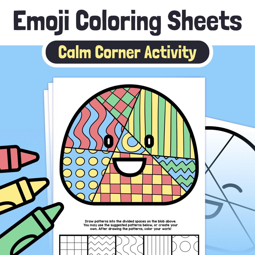 Emoji Coloring Sheets | Kindergarten, 1st, 2nd, 3rd Grade Calm Down ...