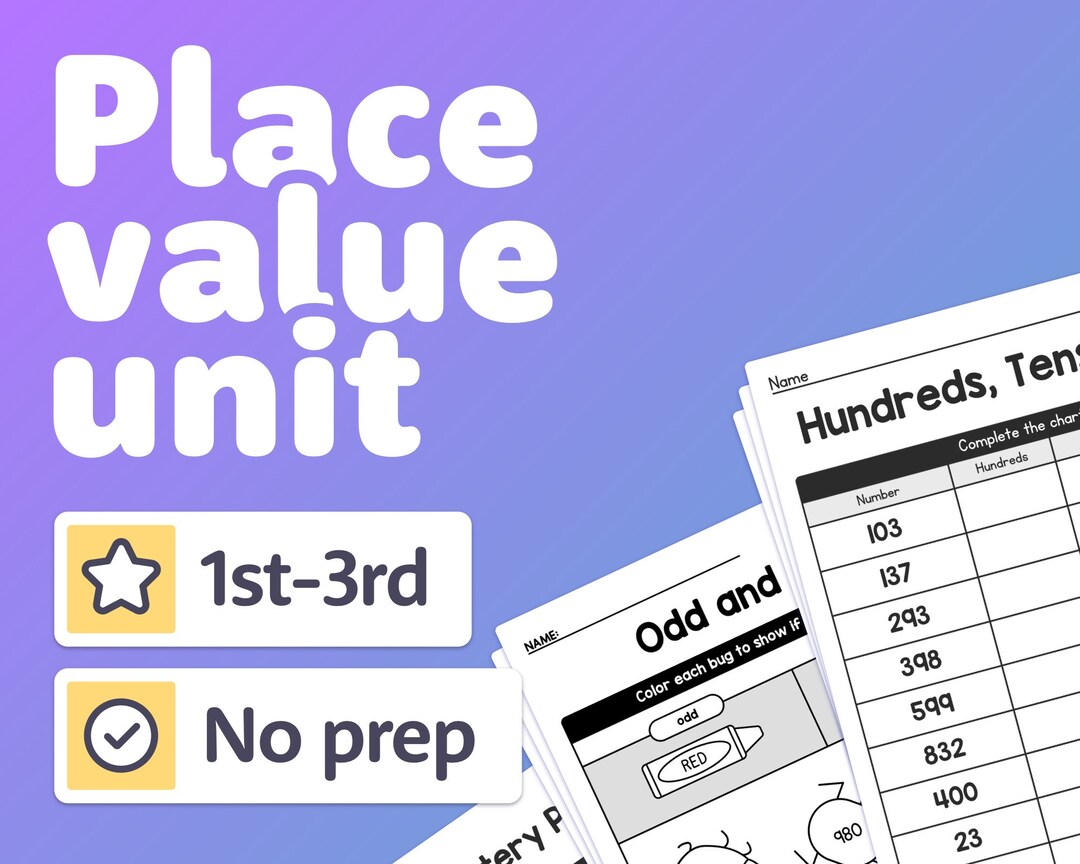 No Prep Place Value Unit 1st 2nd 3rd Grade Place Value - Etsy