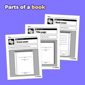 Parts of a Book Activity | Kindergarten Front Cover, Back Cover ...
