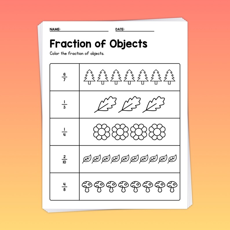 No Prep Fractions Worksheets 2nd, 3rd, 4th Grade Common Core Math ...
