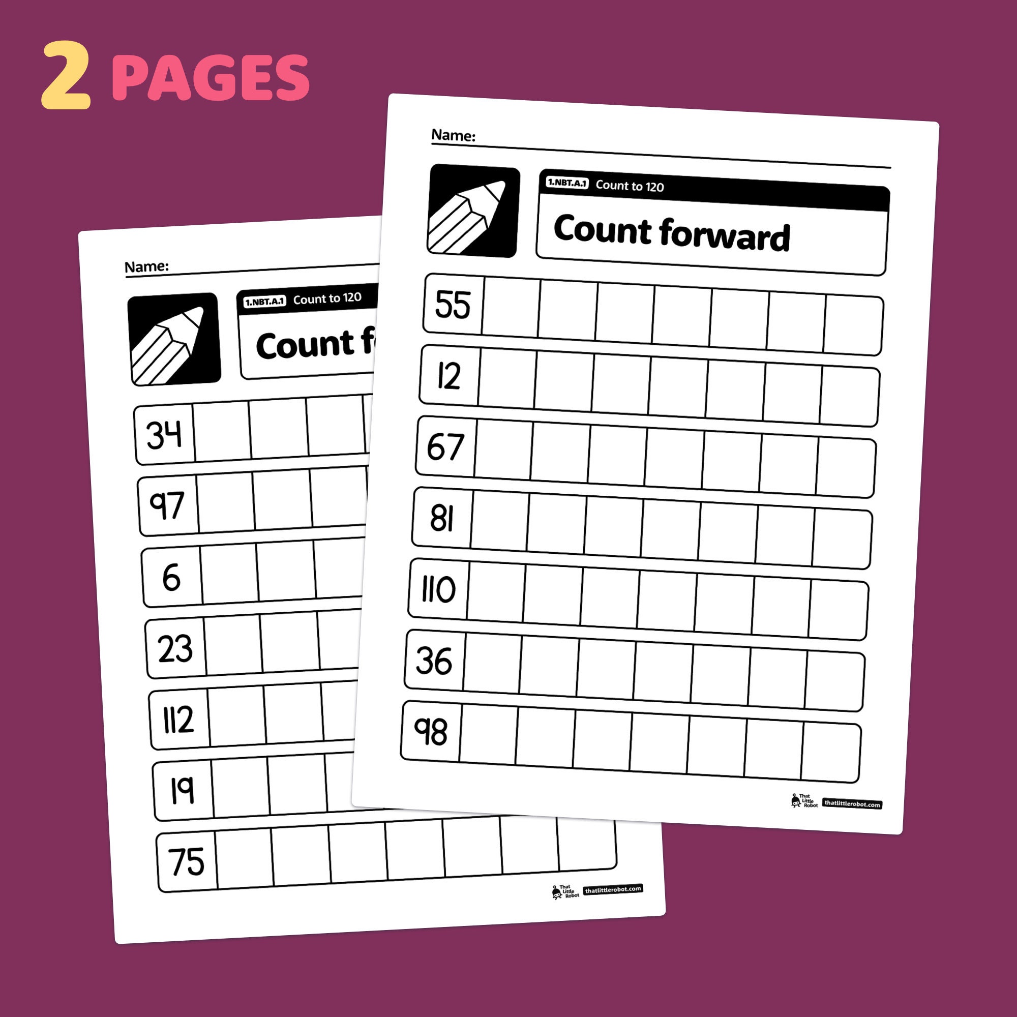 Count to 120 Worksheets 1st Grade Place Value Math, Numbers & Counting ...