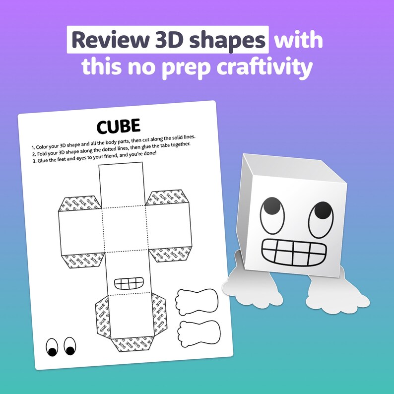3D Shapes Craft | 1st & 2nd Grade Geometry Math Craft, 3D Shapes Review ...