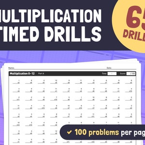 Timed Multiplication Drills 0-12 Times Tables Multiplication - Etsy