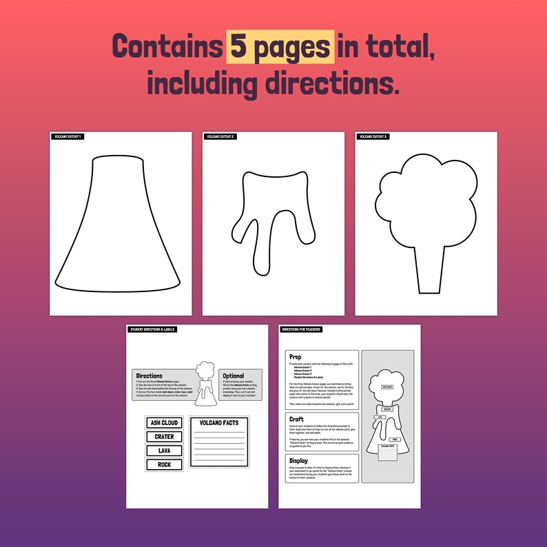 Volcano Craft | Kindergarten, 1st, 2nd, 3rd Grade Natural Disaster ...