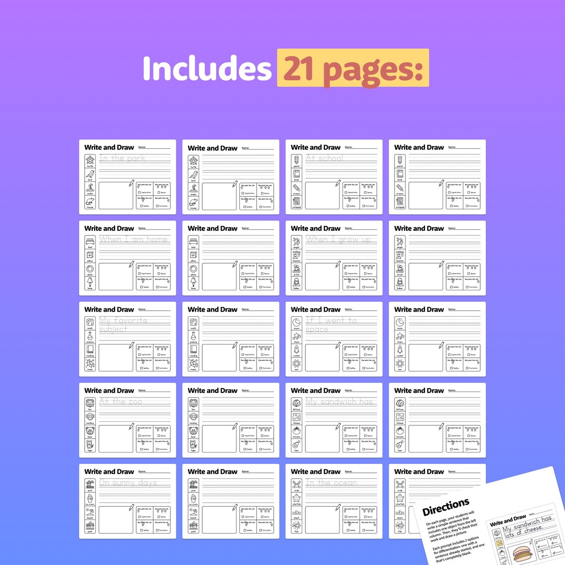 No Prep Writing Prompts for Kindergarten & 1st Grade | Writing With ...