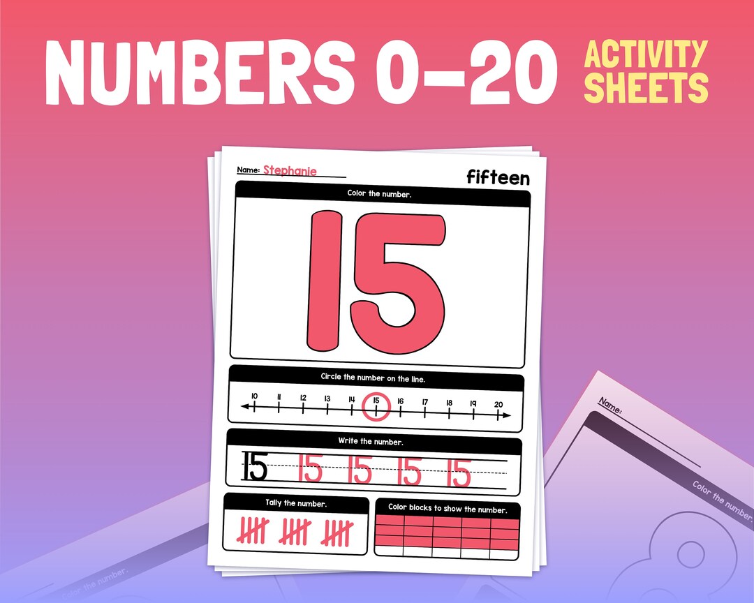 0-20 Number Recognition Worksheets Kindergarten Number Sense - Etsy