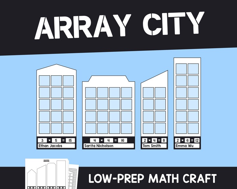 Array City Math Craft 2nd 3rd 4th Grade Multiplication - Etsy
