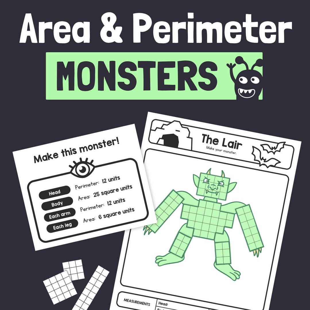 Area & Perimeter Monsters | 3rd, 4th, 5th Grade Halloween Math Center ...