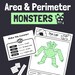 Area & Perimeter Monsters 3rd, 4th, 5th Grade Halloween Math Center ...