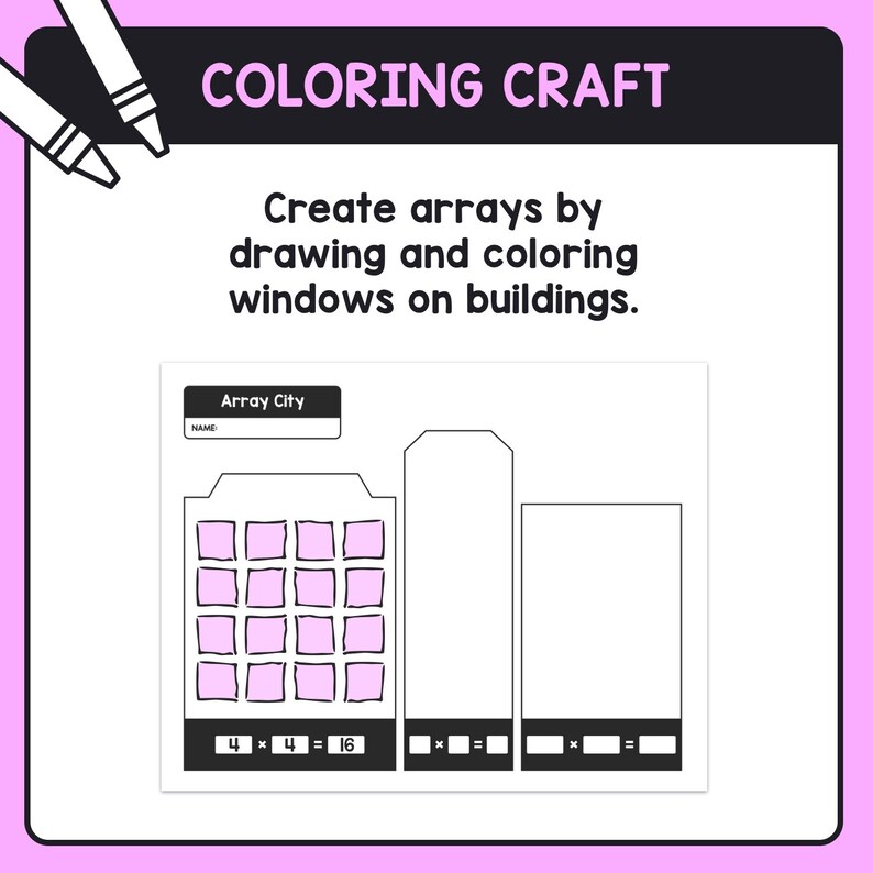 Array City Math Craft | 2nd, 3rd, 4th Grade Multiplication Arrays ...