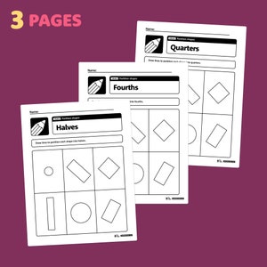 Partition Shapes Worksheets | 1st Grade Geometry Fractions: Halves ...