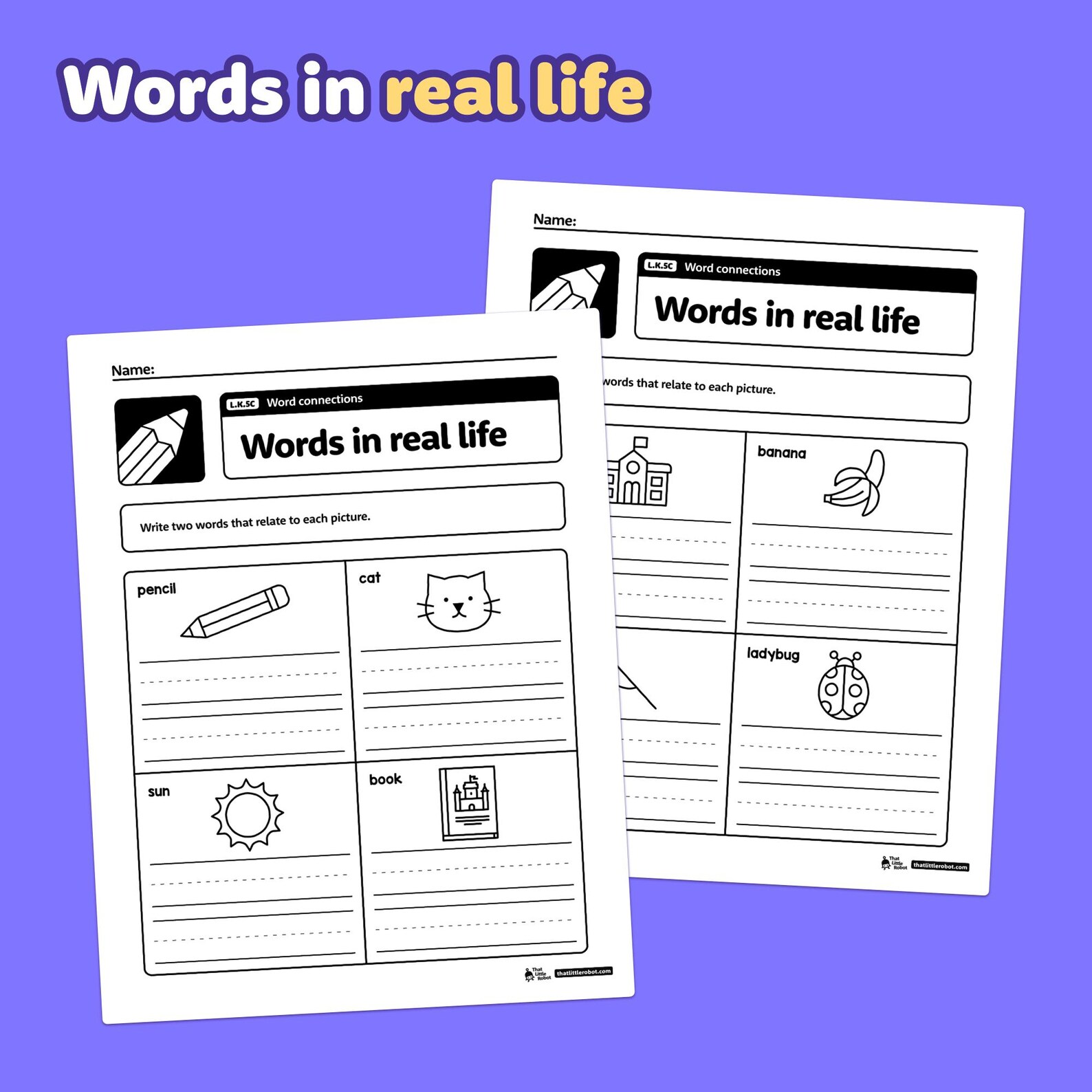 Word Connections Worksheets & Centers | Kindergarten Real Life ...