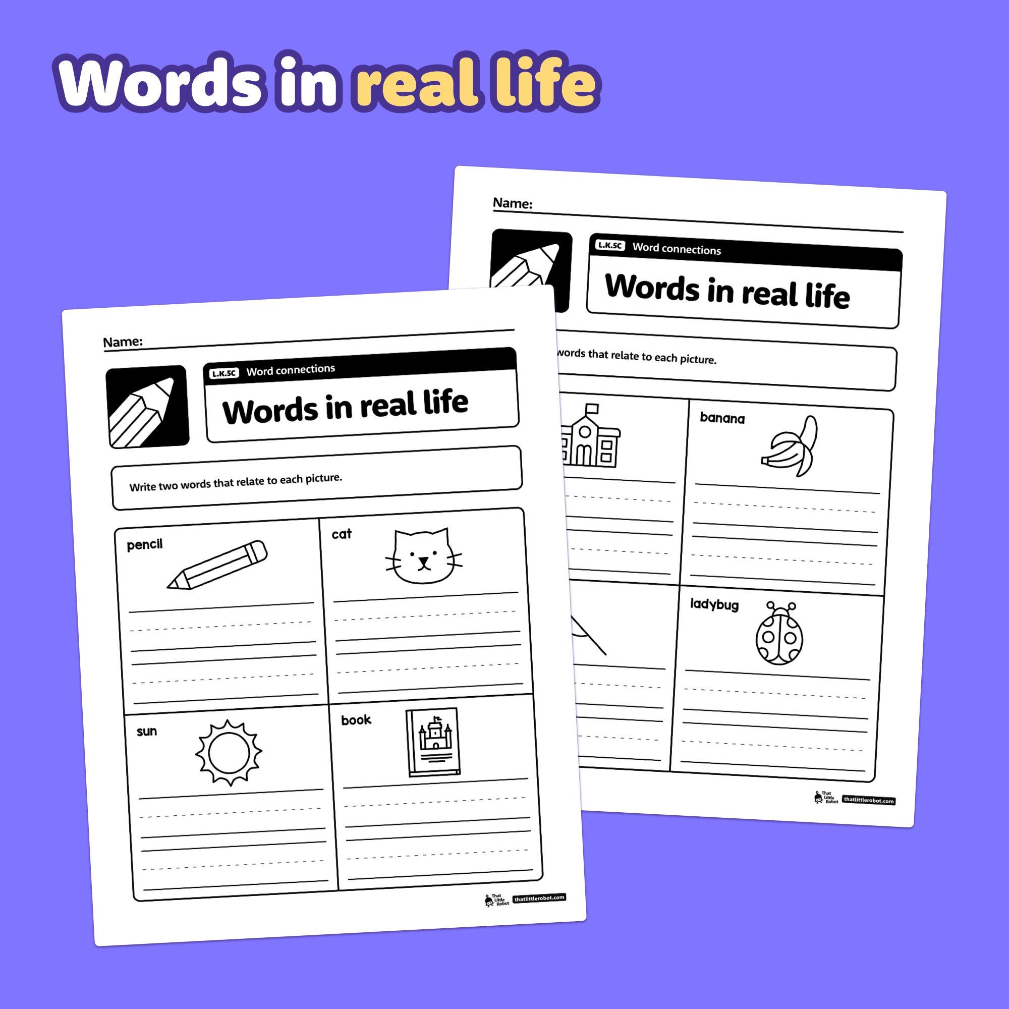 Word Connections Worksheets & Centers | Kindergarten Real Life ...
