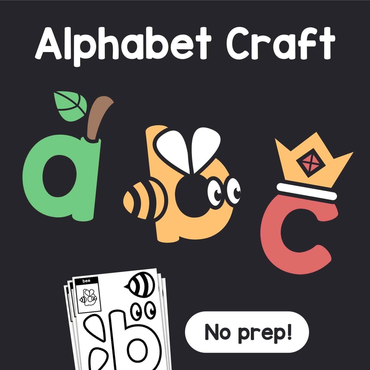 No Prep Alphabet Craft | Pre-k, Kindergarten, & 1st Grade Letters of ...