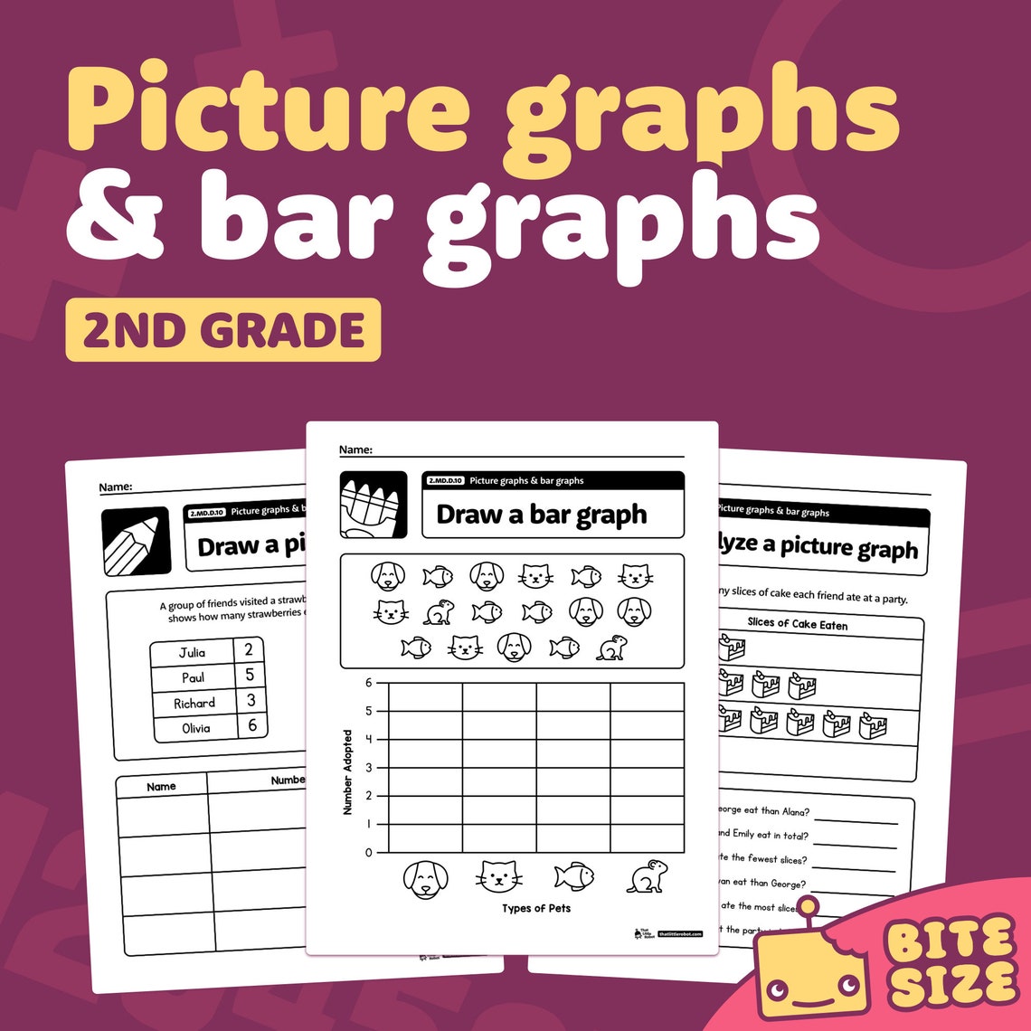Picture Graphs & Bar Graphs Worksheets | 2nd Grade Graphing and ...