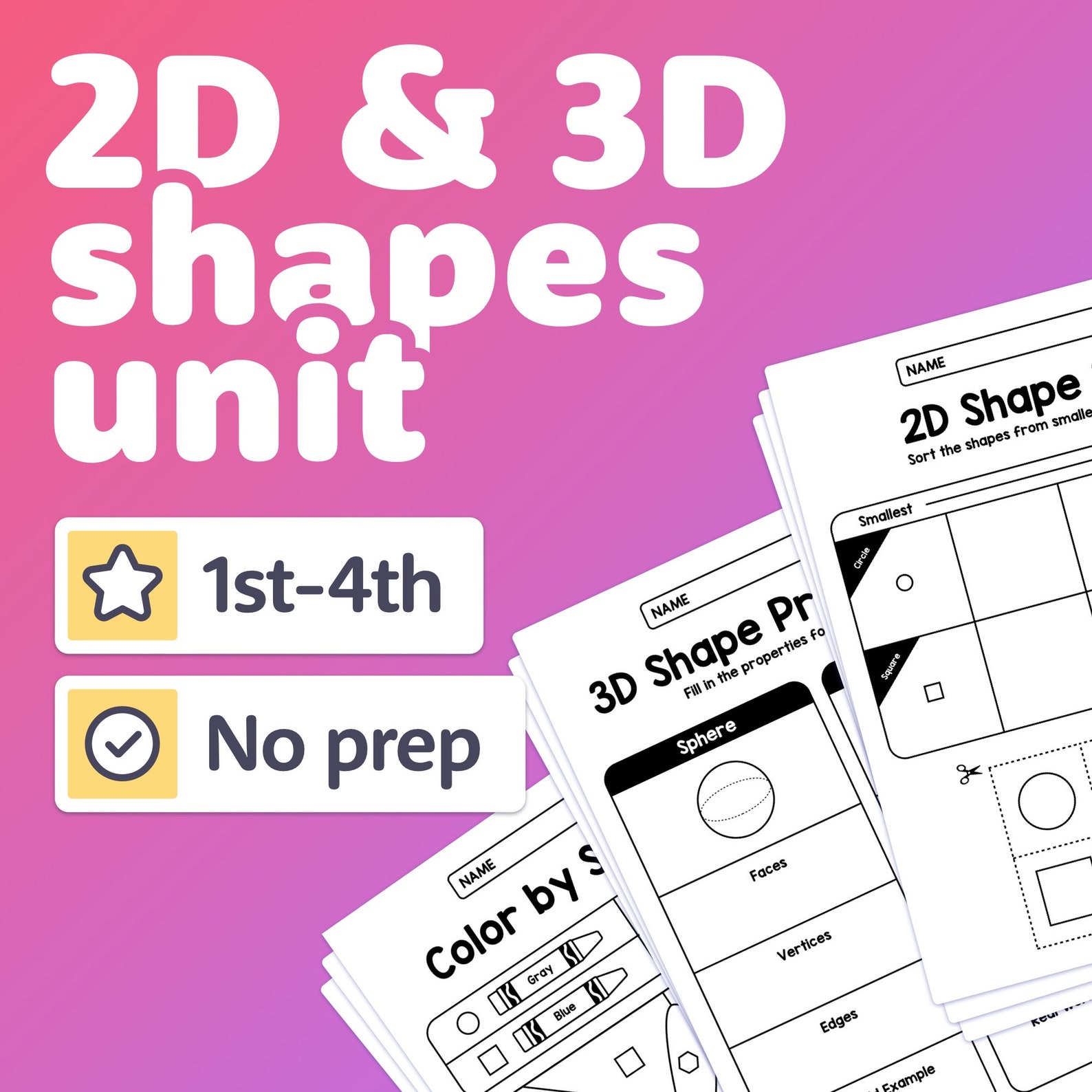 No Prep 2D Shapes & 3D Shape Unit | 1st, 2nd, 3rd Grade Shape ...