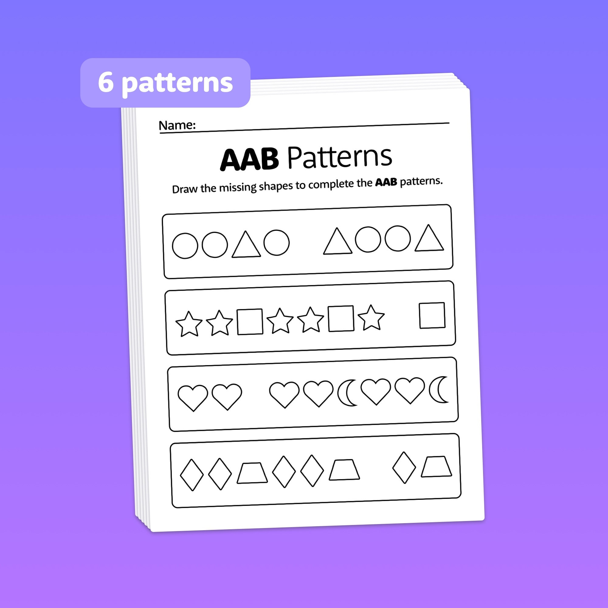 Pattern Worksheets for Kindergarten & 1st Grade Kindergarten Math ...