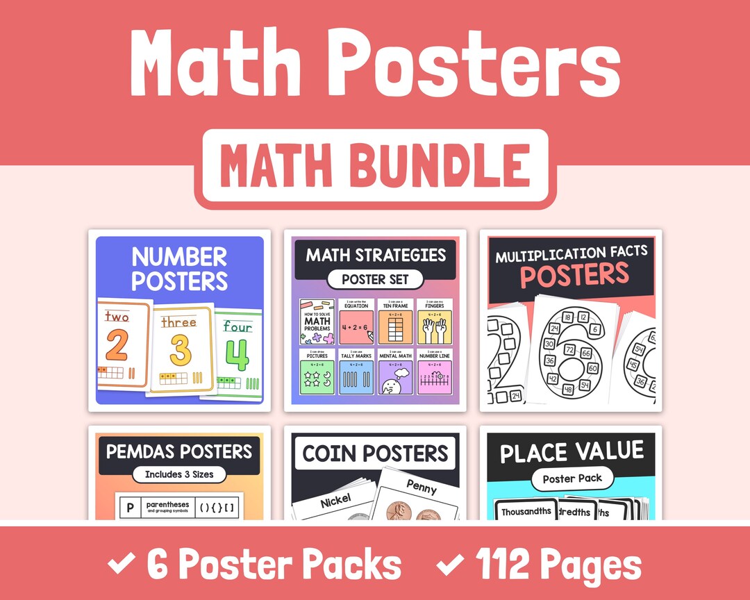 Math Posters Math Bundle Kindergarten 1st 2nd 3rd 4th - Etsy