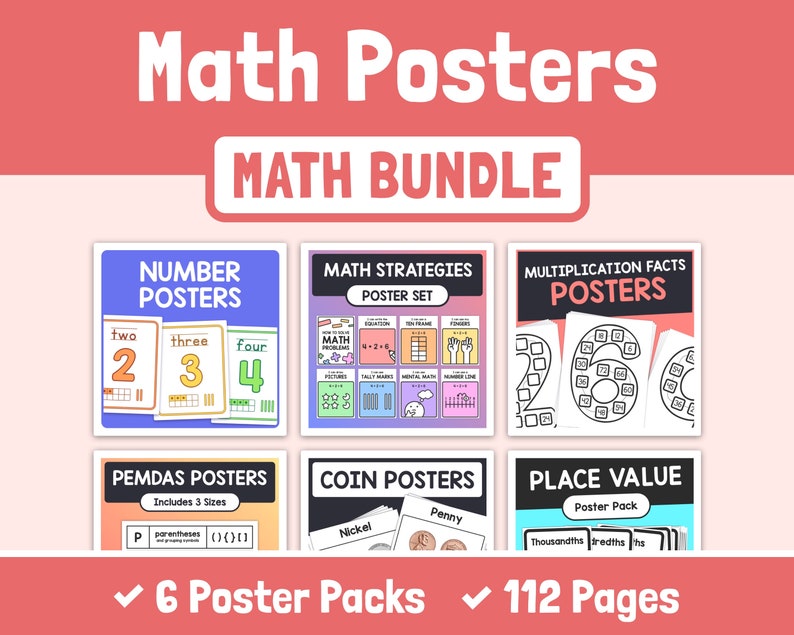 Math Posters Math Bundle Kindergarten 1st 2nd 3rd 4th - Etsy