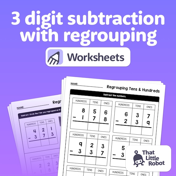 Hojas De Trabajo De Resta Con Reagrupación De Decenas Y Unidades