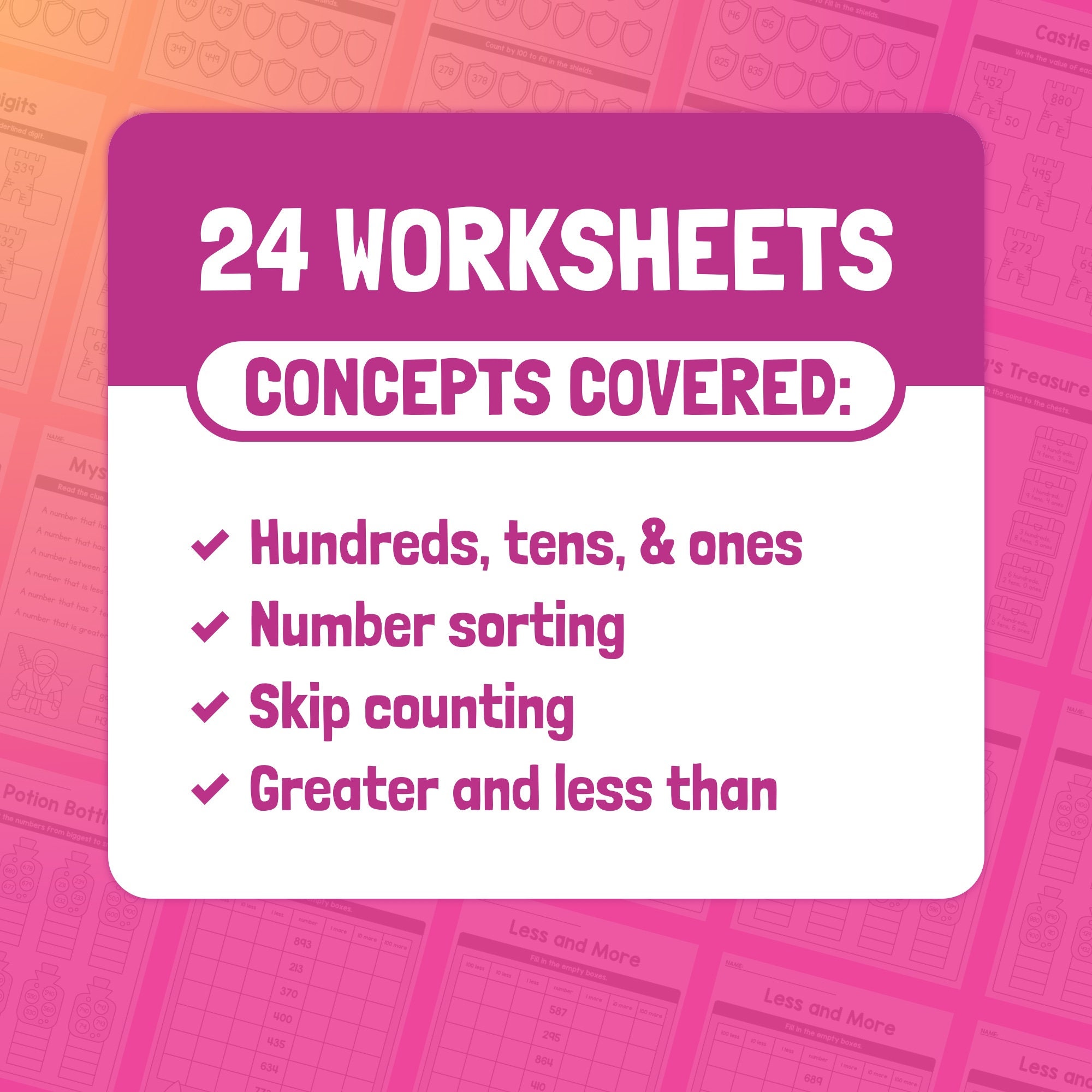 Hojas De Trabajo De Valor Posicional En Formato Estándar Guía De