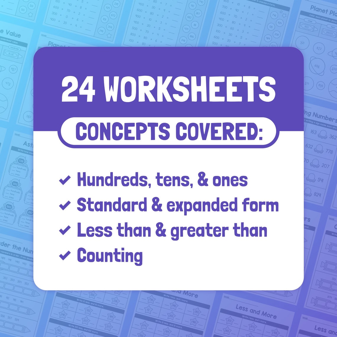 Place Value Worksheets | Space Place Value Activities — Hundreds, Tens ...
