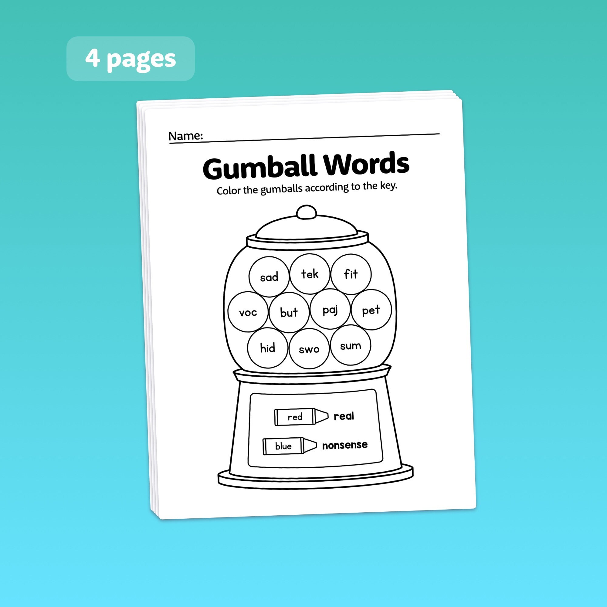 Real or Nonsense Words Worksheets 1st Grade & Kindergarten CVC Words ...