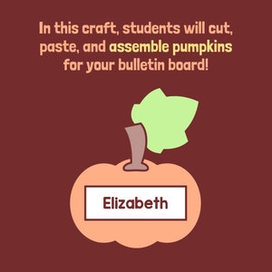 Fall Bulletin Board Idea | Kindergarten, 1st, 2nd Grade Pumpkin ...