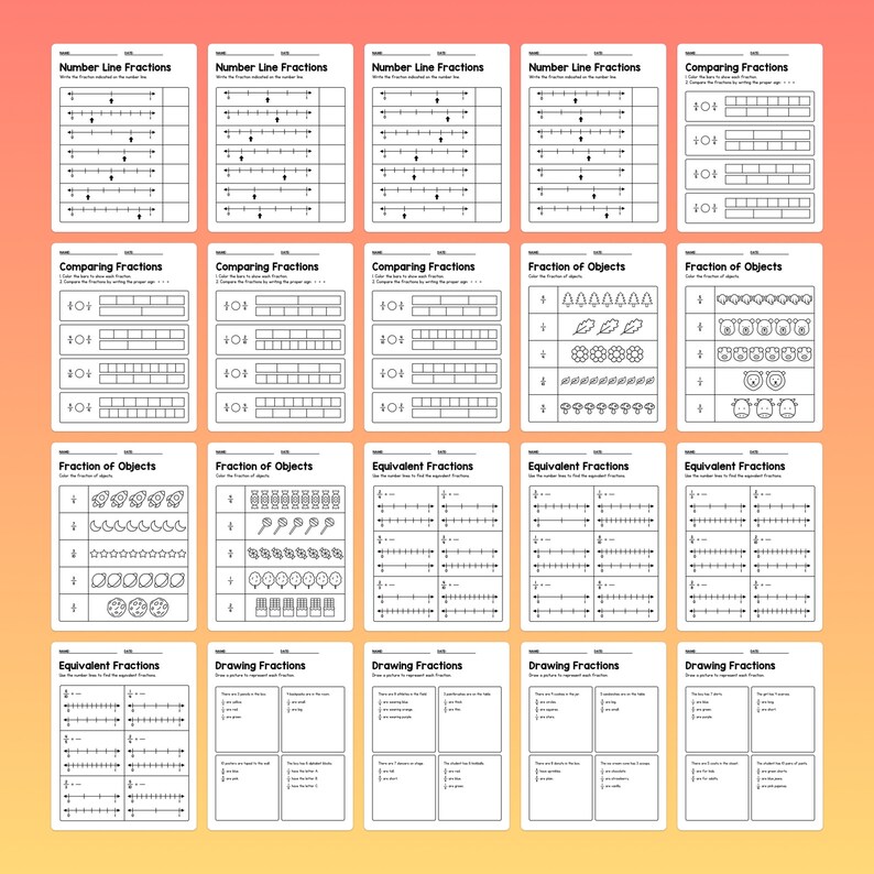 No Prep Fractions Worksheets | 2nd, 3rd, 4th Grade Common Core Math ...