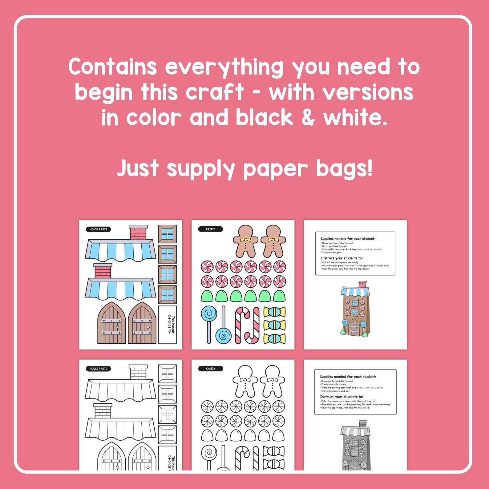 Gingerbread House Craft / Low-prep Art Center Activity / Kindergarten ...