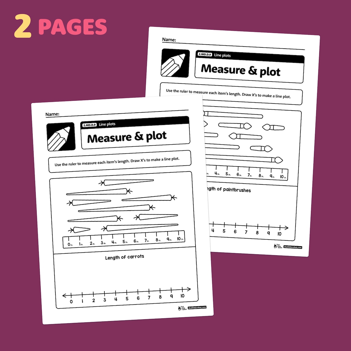 Line Plot Worksheets | 2nd Grade Measurement, Data, & Measuring Length ...