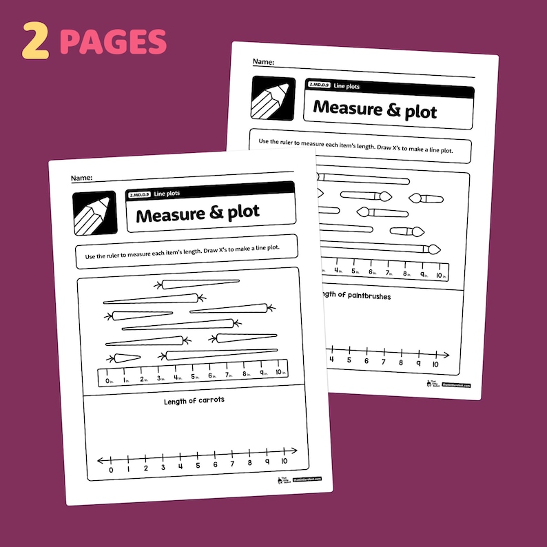 Line Plot Worksheets | 2nd Grade Measurement, Data, & Measuring Length ...