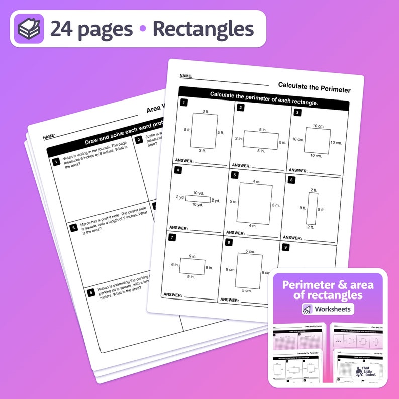 Perimeter and Area Bundle | 4th & 3rd Grade Area and Perimeter ...