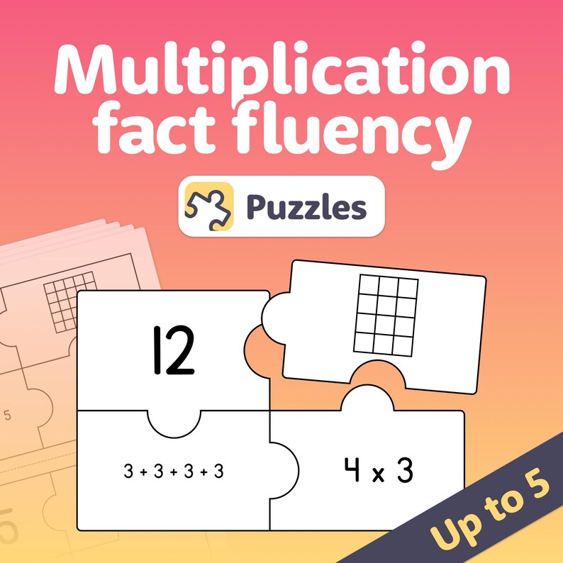 1-5 Multiplication Fact Fluency Puzzles | Repeated Addition Center ...