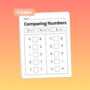 Comparing 1 Digit Numbers Worksheets | Greater Than, Less Than, Equals ...