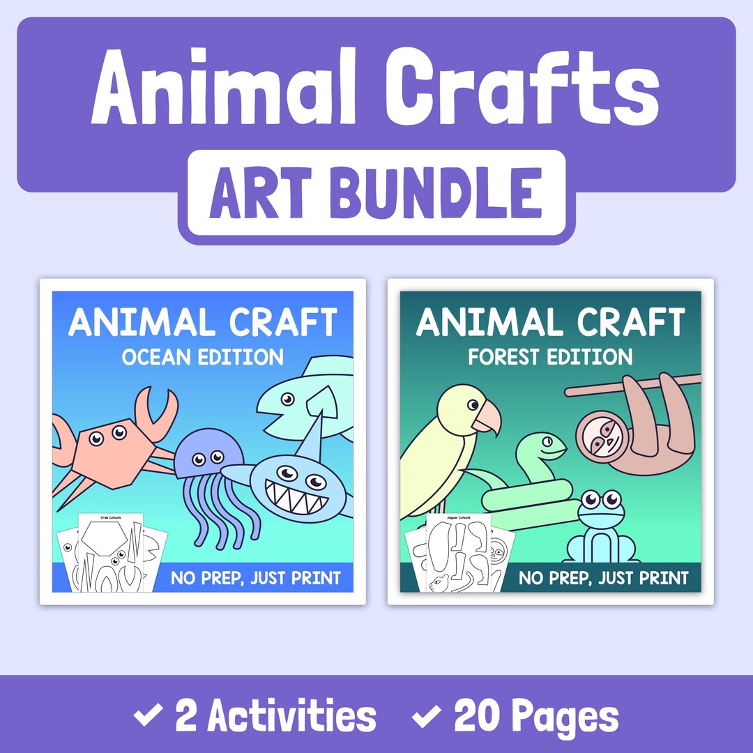 Animal Crafts Art Bundle | Kindergarten, 1st, 2nd Grade Earth Day ...