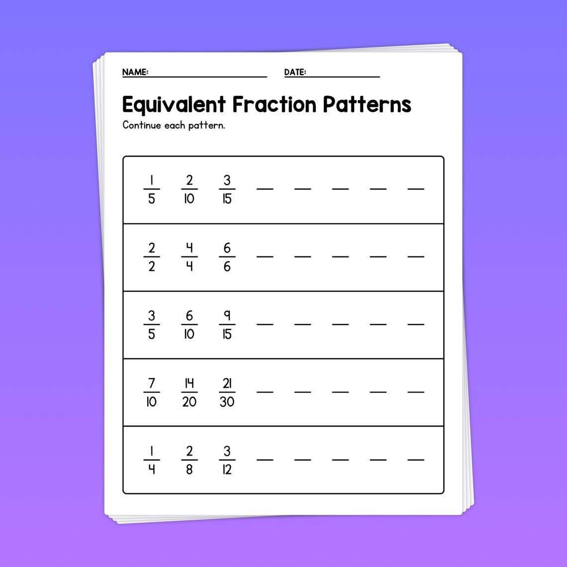 No Prep Equivalent Fractions Worksheets Fraction Activities 3rd, 4th ...