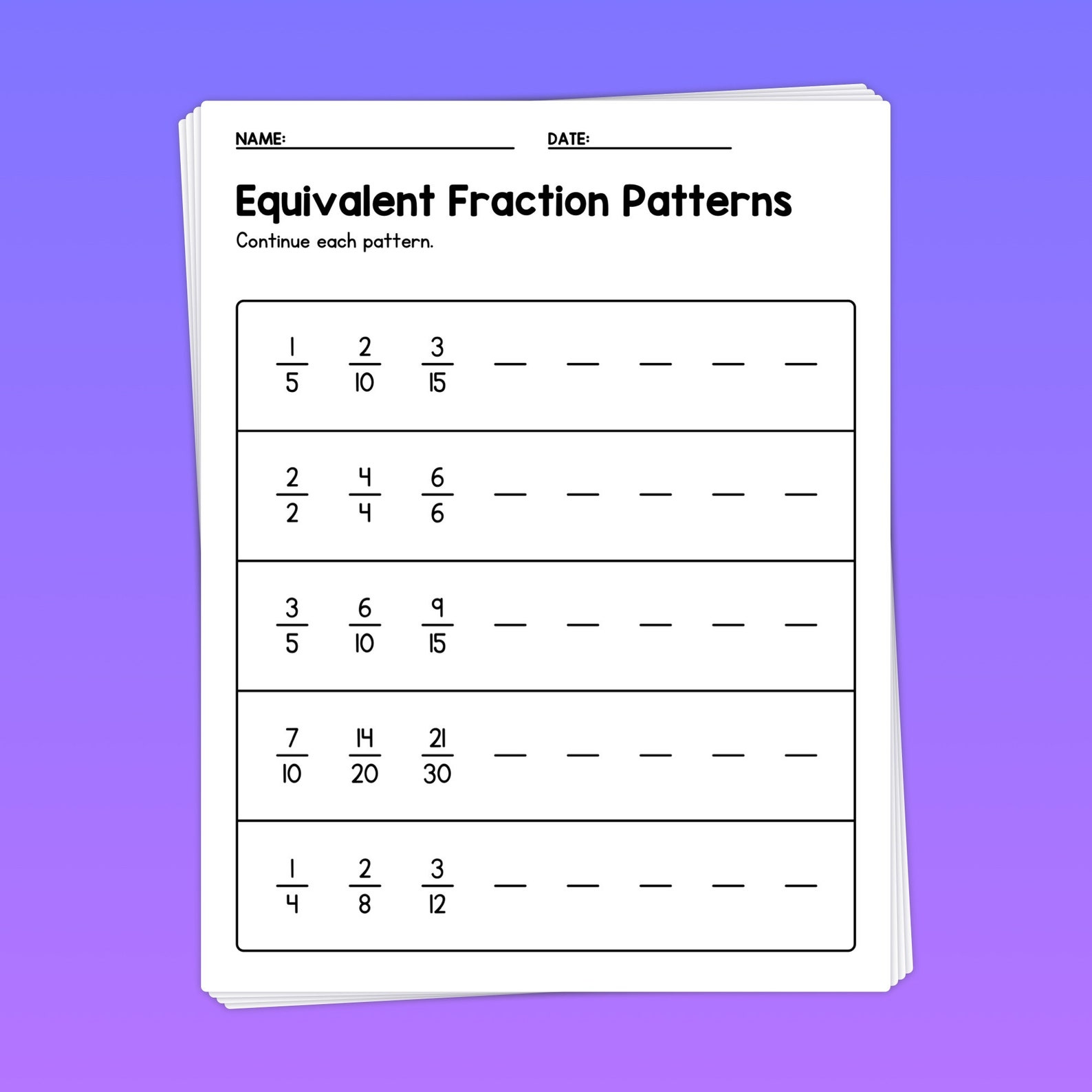 No Prep Equivalent Fractions Worksheets | Fraction Activities — 3rd ...