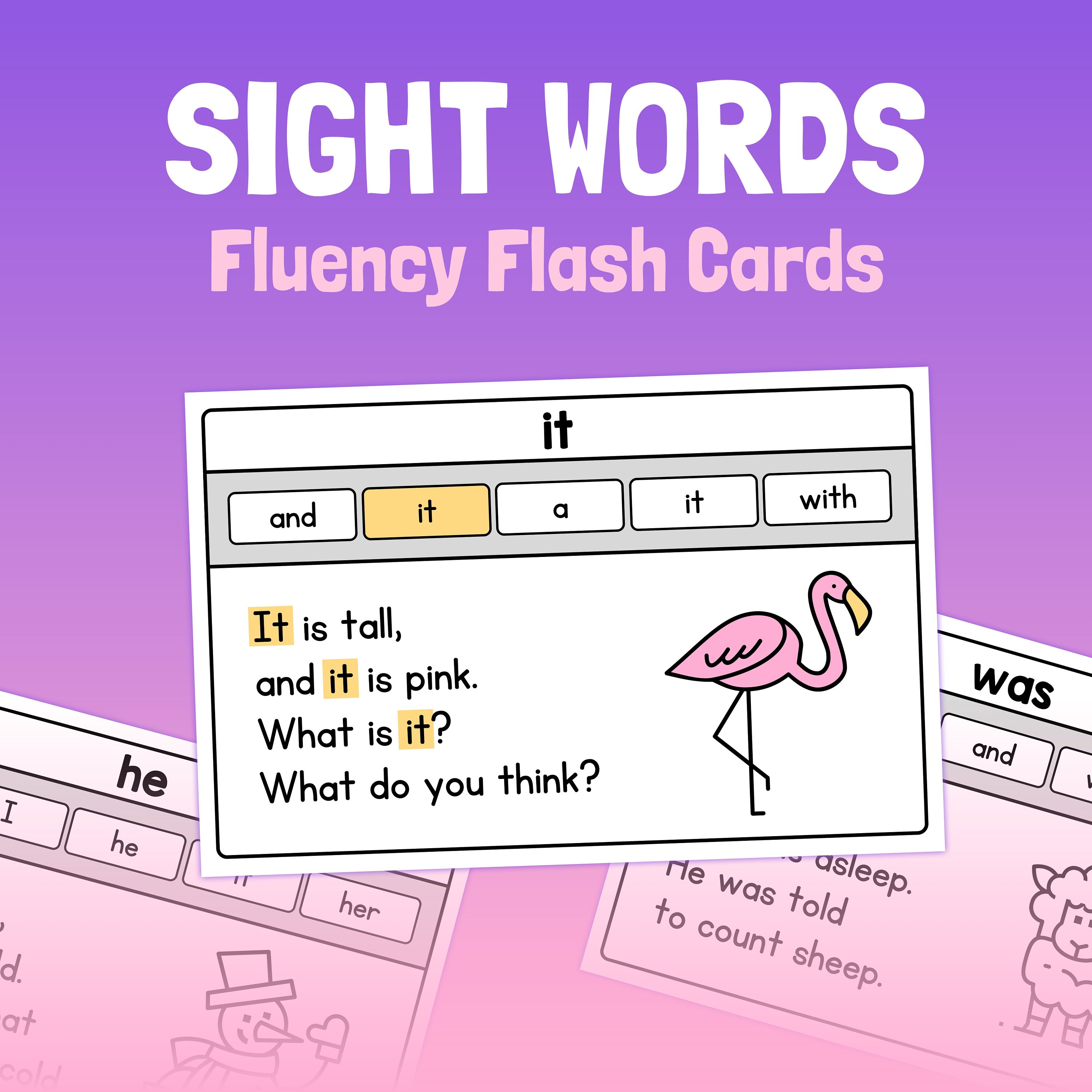 Sight Words Flash Cards | Kindergarten, 1st, 2nd Grade Fluency Guided ...