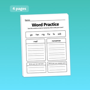 Real or Nonsense Words Worksheets | 1st Grade & Kindergarten CVC Words ...