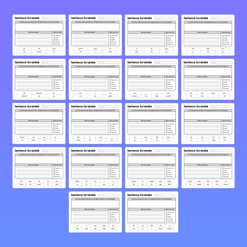 No Prep Building Sentences Worksheets | ESL, Kindergarten, 1st, & 2nd ...