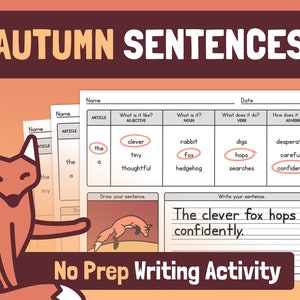 Writing Autumn Sentences K 1st 2nd Grade Fall Writing - Etsy