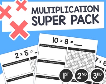 Multiplication Times Tables Worksheets 1st 2nd 3rd Grade / | Etsy